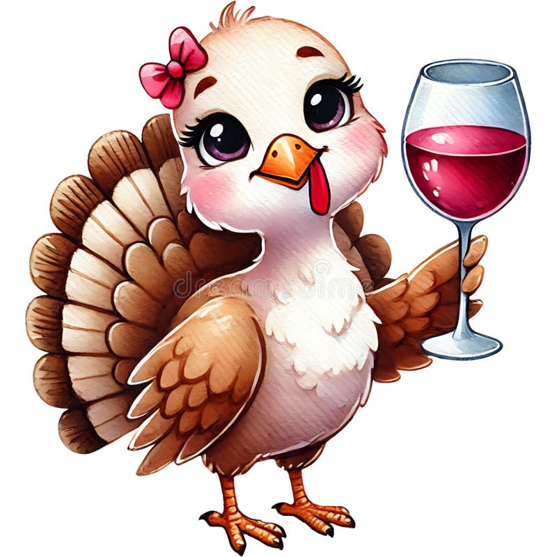 Turkey Watercolor Illustration on a Transparent Background ...