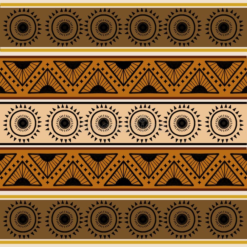 African Ethnic Cloth Pattern with Egyptian Art Influences Stock ...