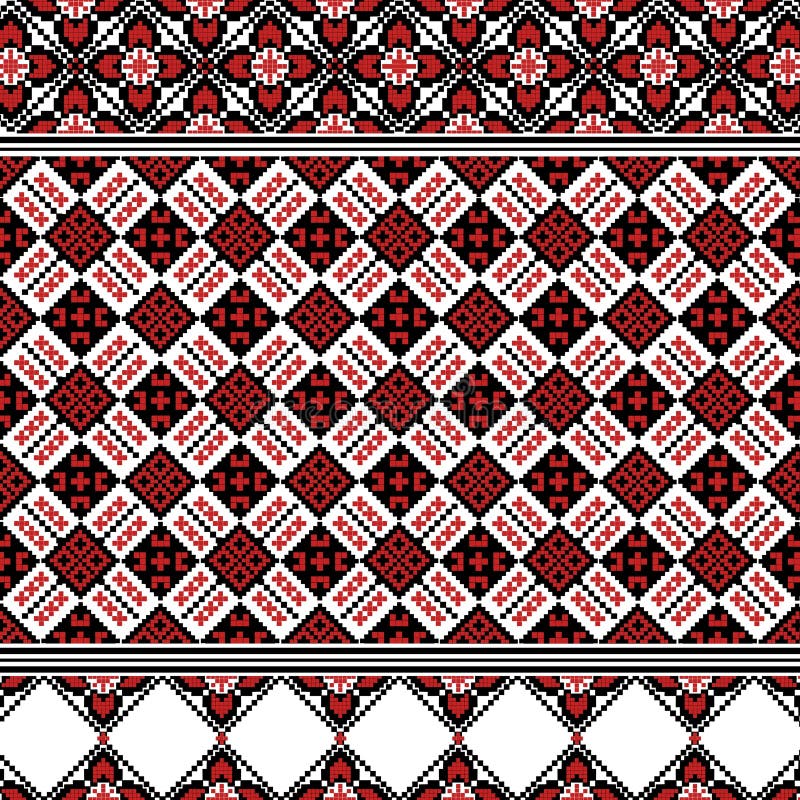 Vibrant American Ethnic Fabric Patterns in Red Tones Stock Illustration ...