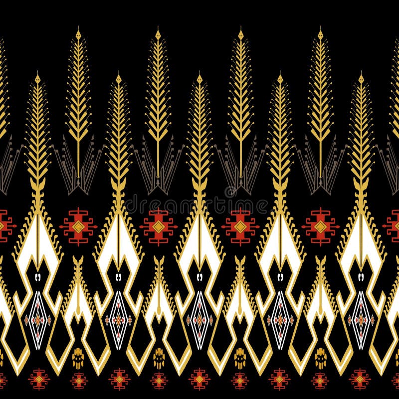 Classic Geometric Arabian Ethnic Fabric Pattern in Yellow-White Tones ...