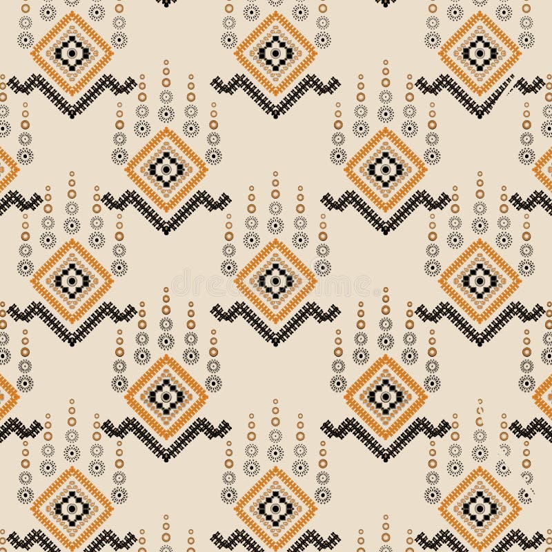 Indian Tribal Fabric Pattern in Cream and Orange Tones Stock ...
