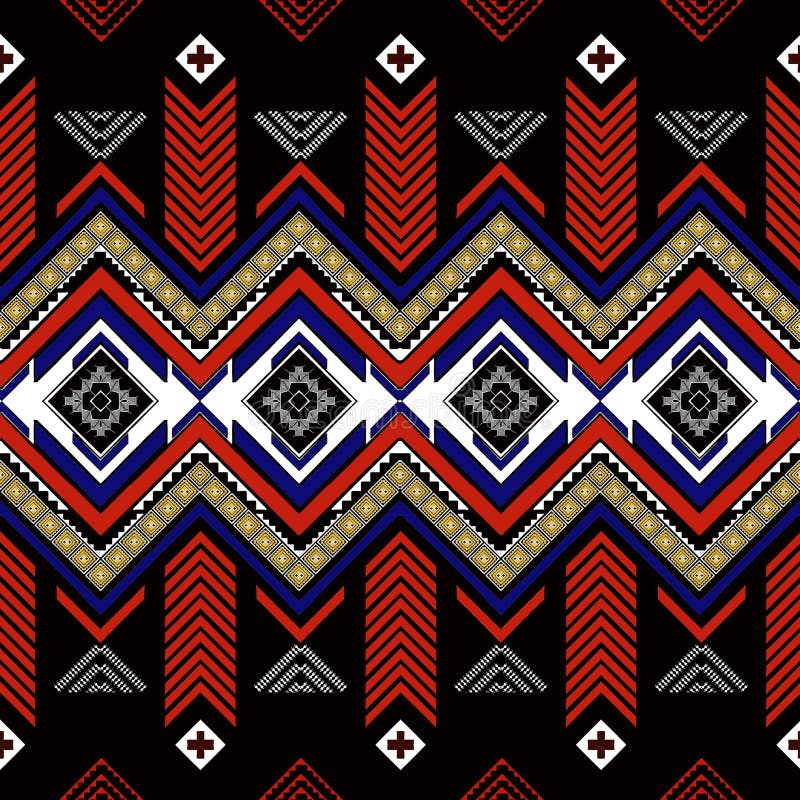 Indian Ethnic Fabric Pattern: on Red Background with Black Accent for ...