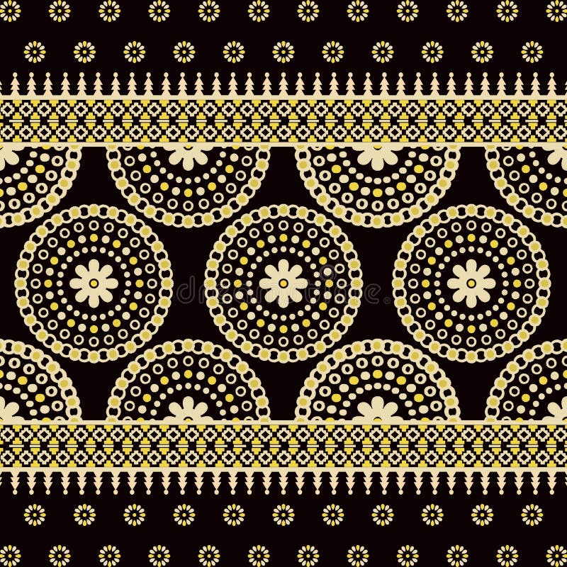 Indian Ethnic Fabric Patterns: Red Geometric Designs with Yellow-Orange ...