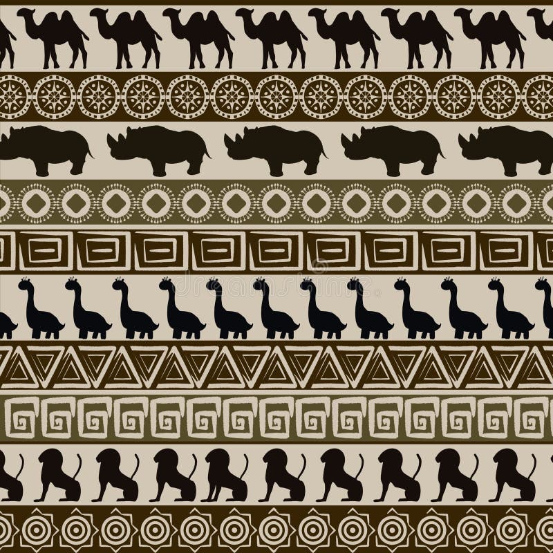 African Safari-Inspired Tribal Fabric Pattern with Wildlife Motifs ...