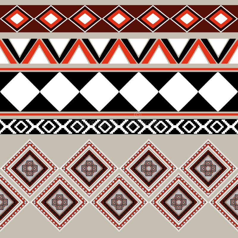 African Tribal Fabric Pattern in Red and Black Tones with Light ...