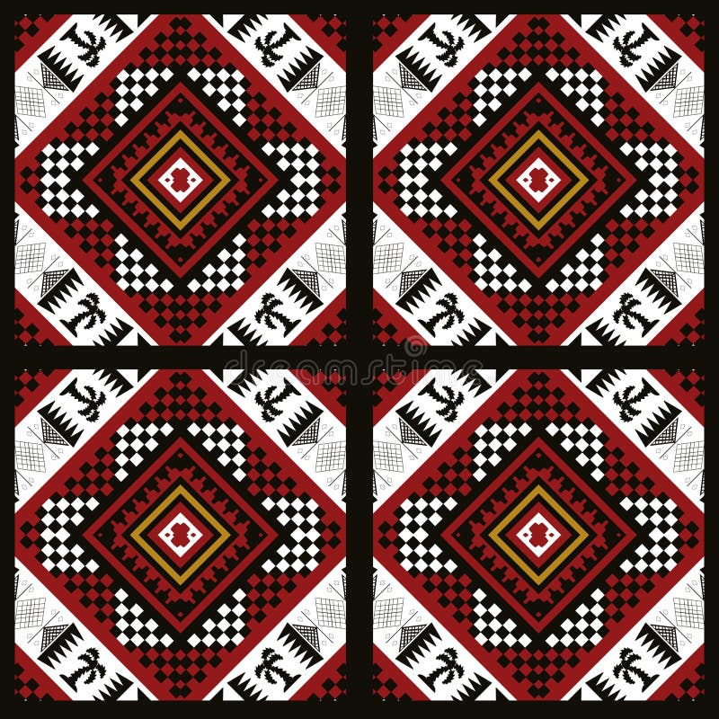 African Ethnic Fabric Pattern. Bold Blocks of Red, Black, Stock ...