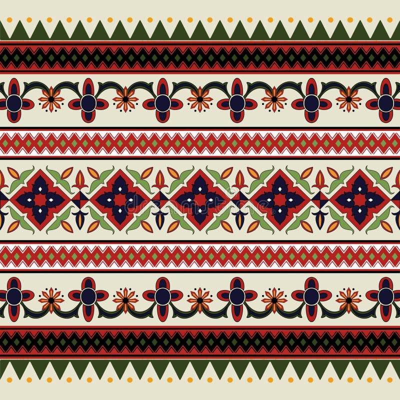 Arabian Ethnic Fabric Pattern Features Floral Designs Stock ...