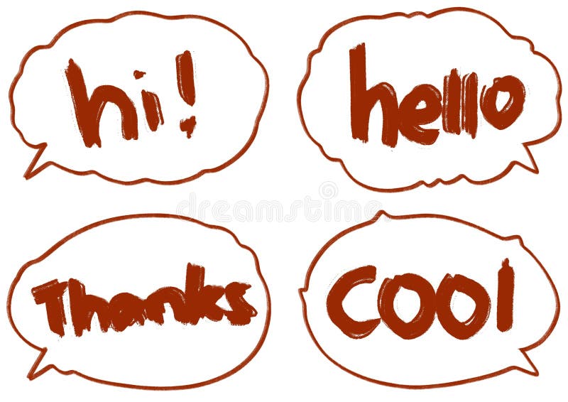 Set of Hand Lettering Simple Word Labels in Speech Bubbles. Stock ...