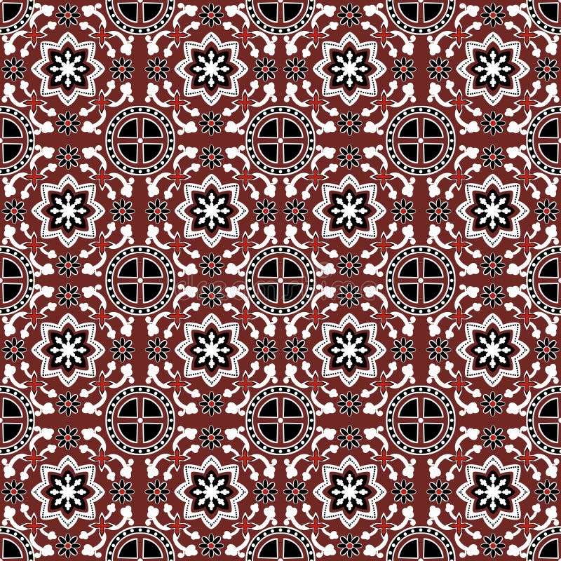 American Ethnic Pattern in Red and Black Tones with Star and Fun Motifs ...