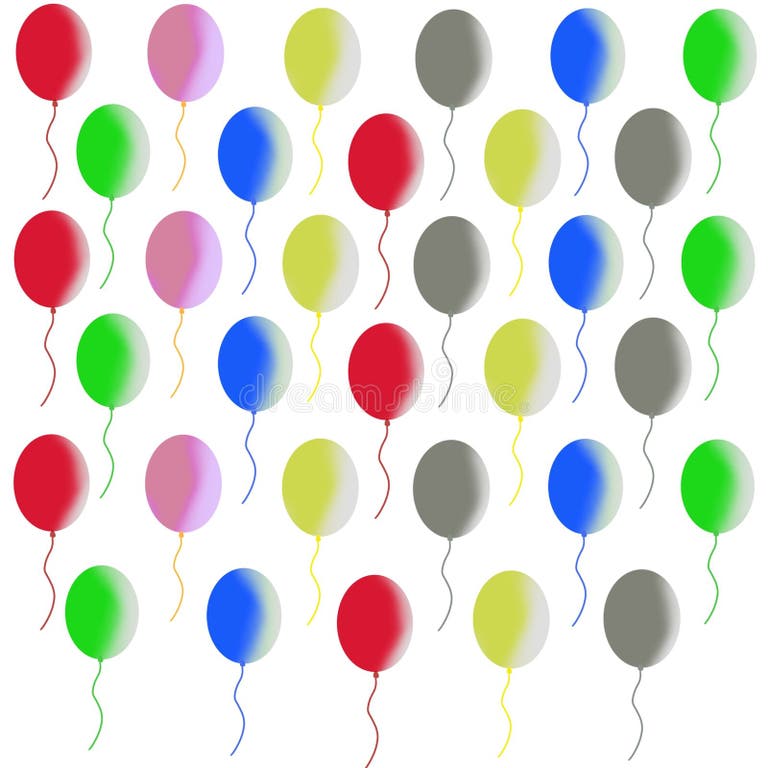 Seamless Pattern of Colorful Gradient Balloons on White Background ...