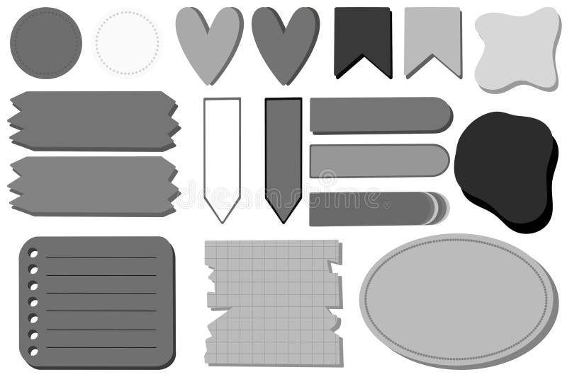 A Collection of Grayscale Graphic Shapes and Elements Typically Used in ...