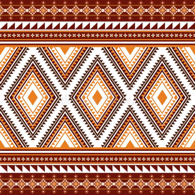 Classic Geometric American Tribal Fabric Pattern: Meticulous Watercolor ...