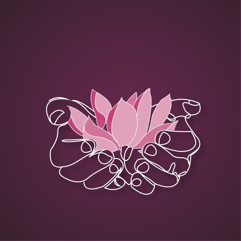 Hands Holding Pink Lotus Flower Stock Illustration - Illustration of ...