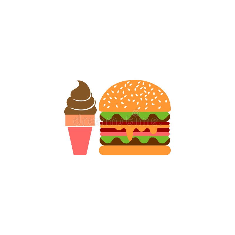 Hamburger and Ice Cream Icon Vector Design Symbol Stock Vector ...