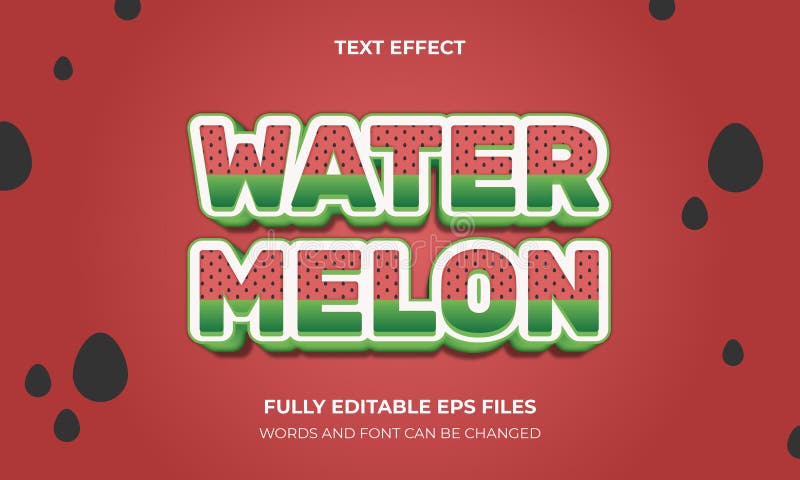 3D Text Effect with Watermelon Style Vector Stock Vector - Illustration ...