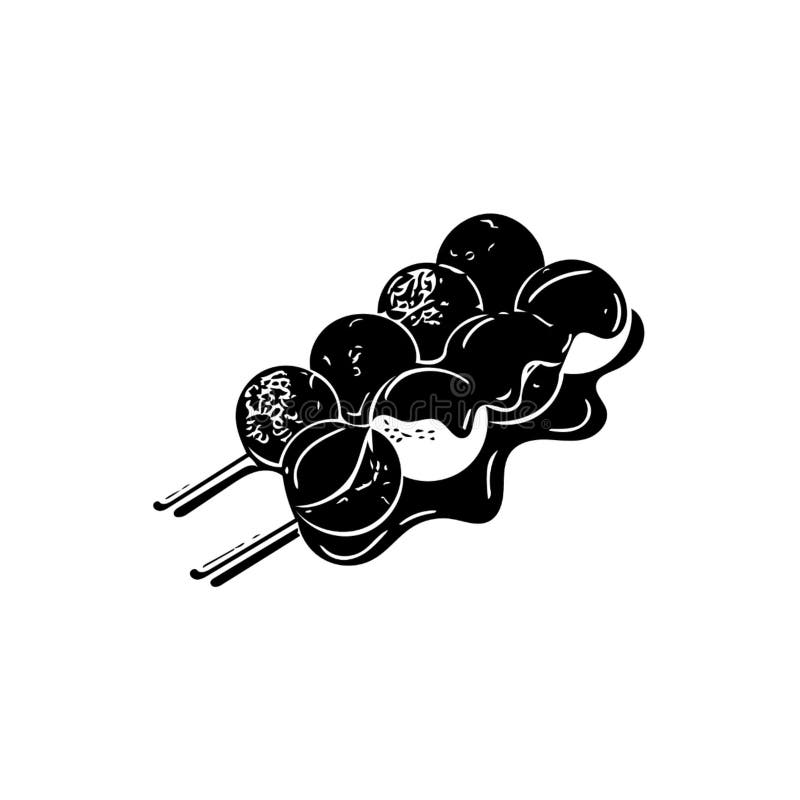 Hand Drawn Japanese Dango Dessert. Sweet Dango Japanese Food Vector ...