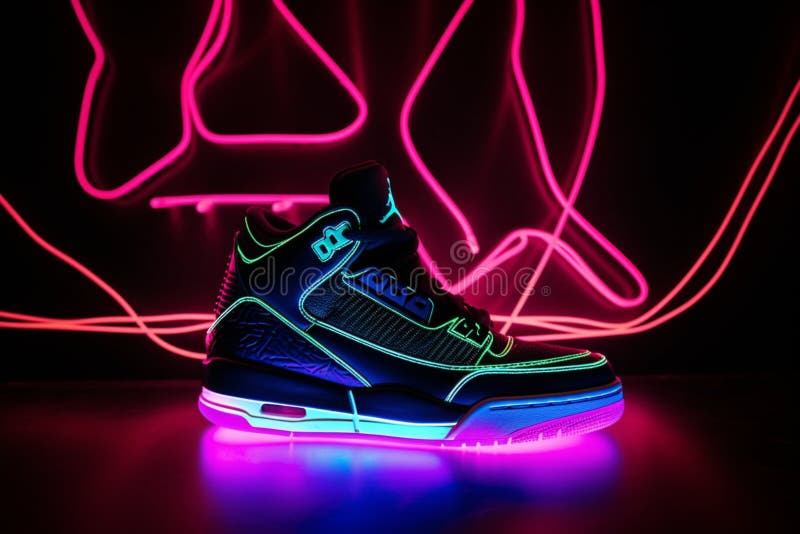 Shoe Brand Neon Commercial Ad Stock Illustration - Illustration of text ...