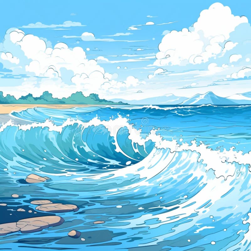 Cartoon Waves Crashing