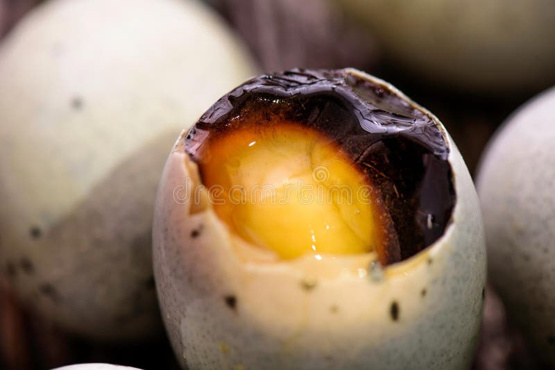 Culinary Intrigue: Captivating 4K Close-Up of Preserved Duck Eggs ...