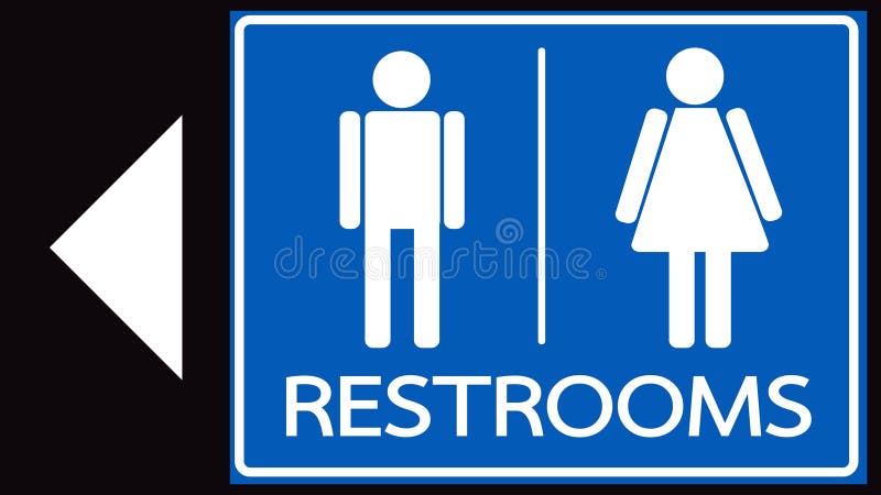 Restroom Sign with a White Arrow Pointing To the Left Stock ...