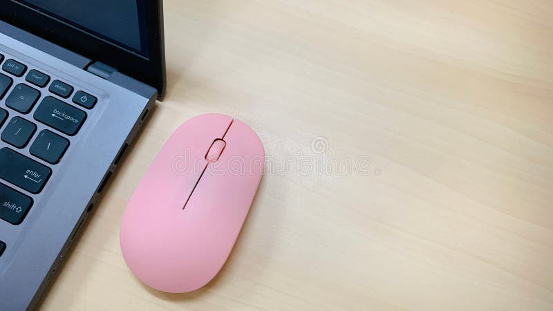 Laptop and Pink Mouse.Design Template Stock Photo - Image of ...