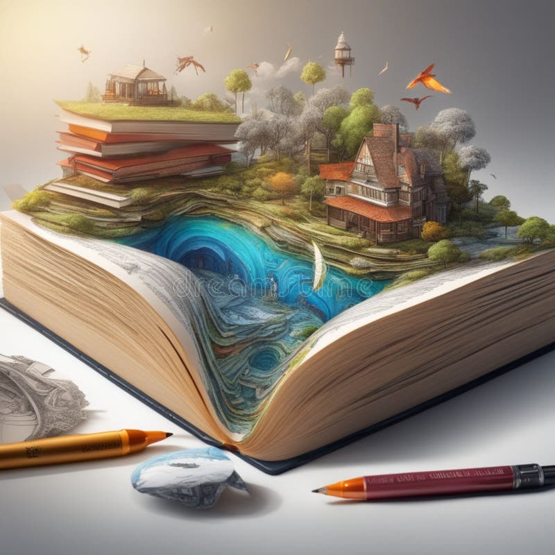 Beautiful,amazing World in a Book Ai Generated Image Stock Photo ...