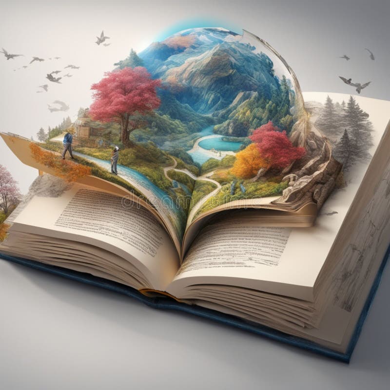 Beautiful,amazing World in a Book Ai Generated Image Stock Image ...