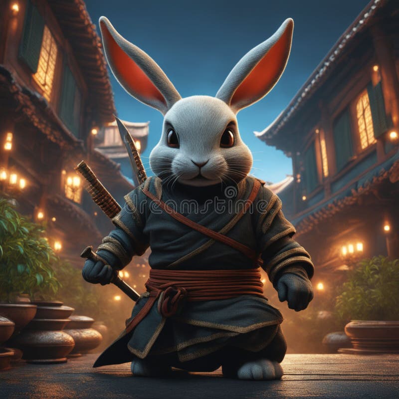 Ninja Rabbit Ai Generated Image Stock Illustration - Illustration of ...