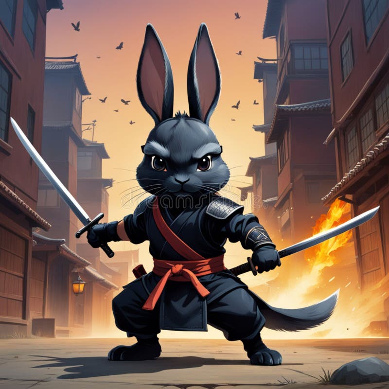 Ninja Rabbit Ai Generated Image Stock Illustration - Illustration of ...