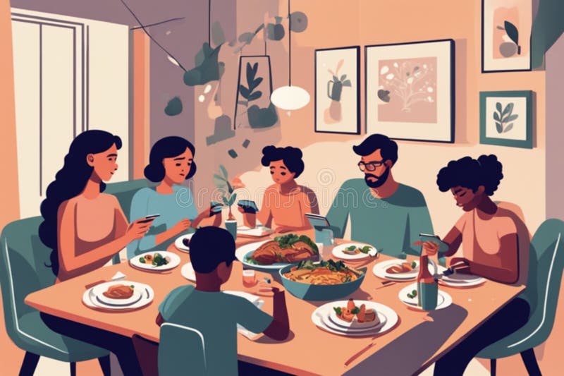 Phones Dinner Stock Illustrations – 55 Phones Dinner Stock ...