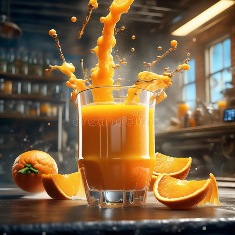 Floating Delicious Orange Juice is a Refreshing and Invigorating ...