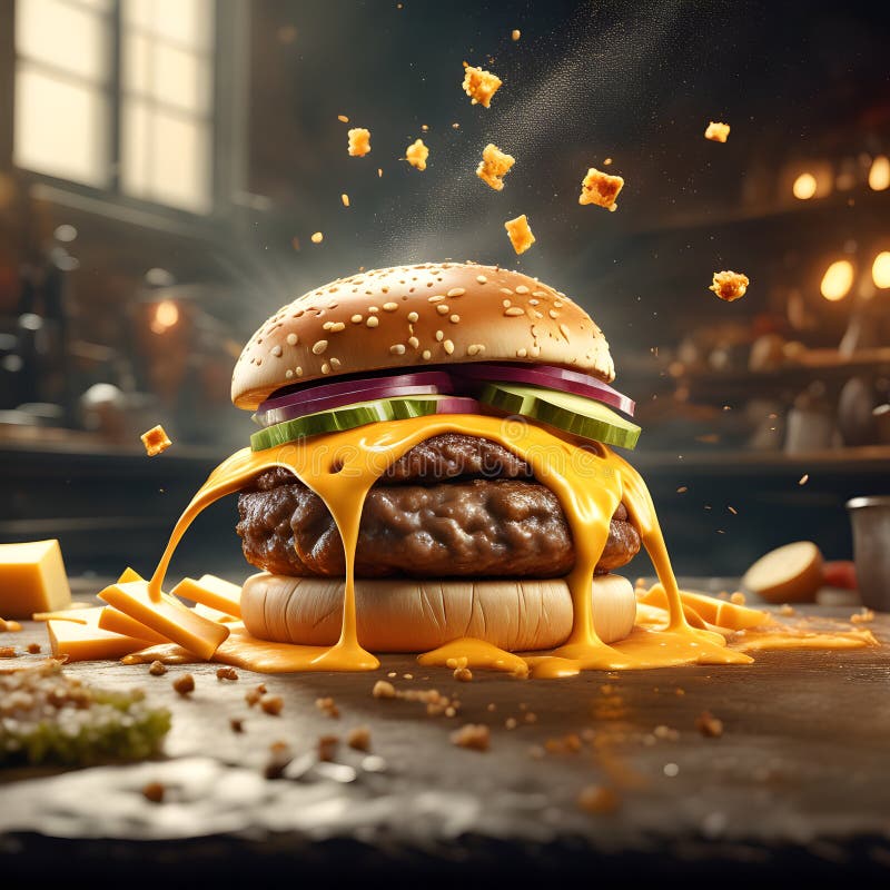Delicious Cheeseburger, Culinary Masterpiece Made with a Juicy ...