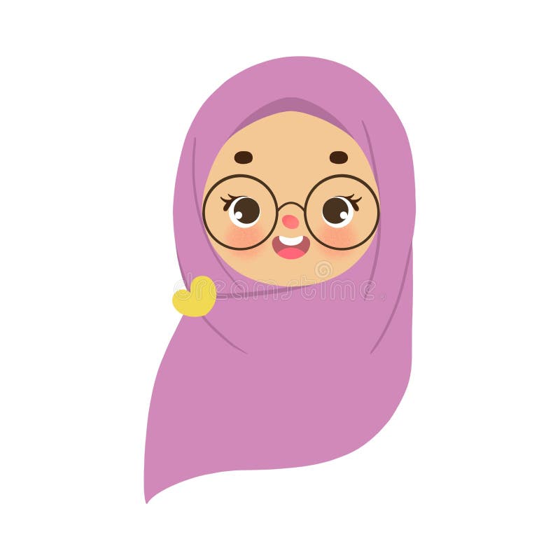 Cute 2D hijab girl stock illustration. Illustration of avatar - 294418707