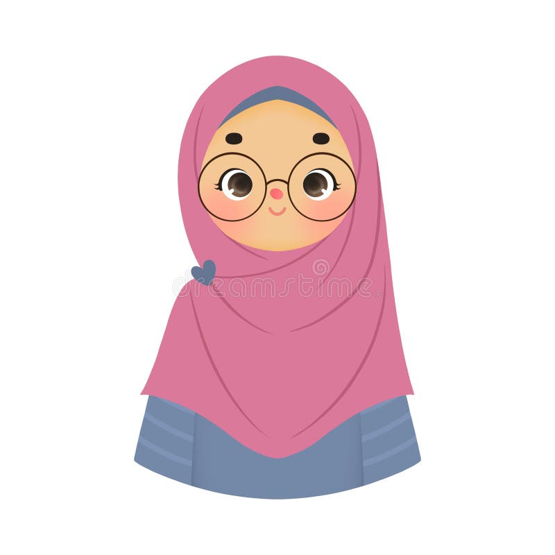 Cute 2D hijab girl stock illustration. Illustration of adult - 294418729