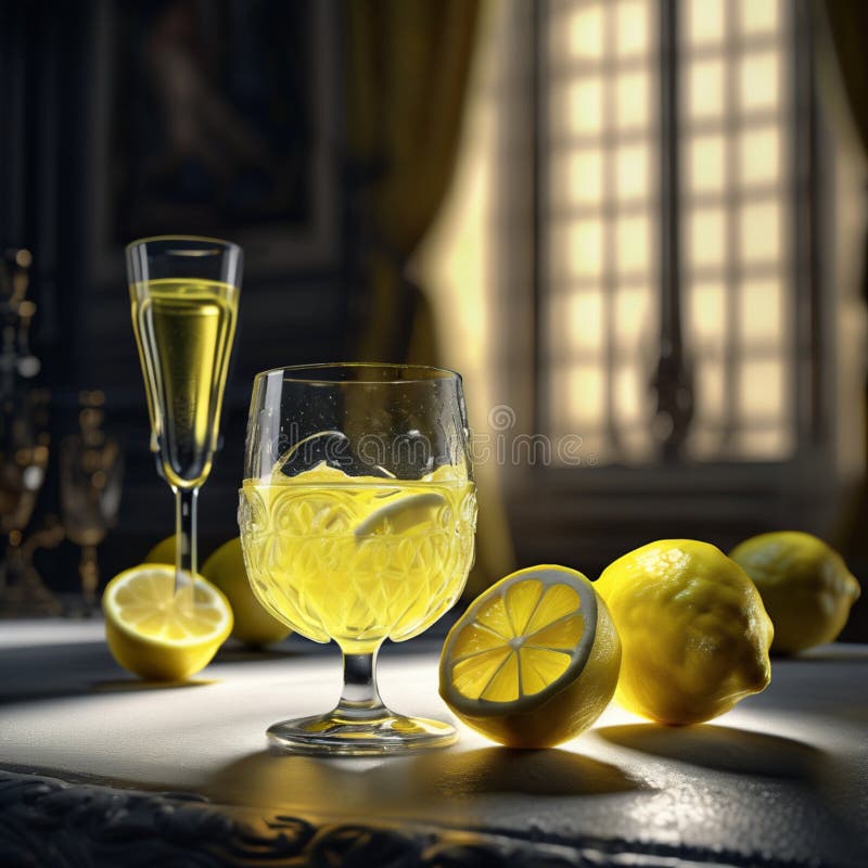 Homemade Limoncello Spritz Drink of Liqueur, Sparkling Wine and Lemon ...