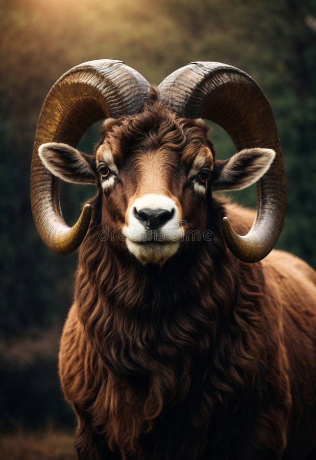 Impressive Metallic Ram Portrait: Dark and Majestic Stock Photo - Image ...