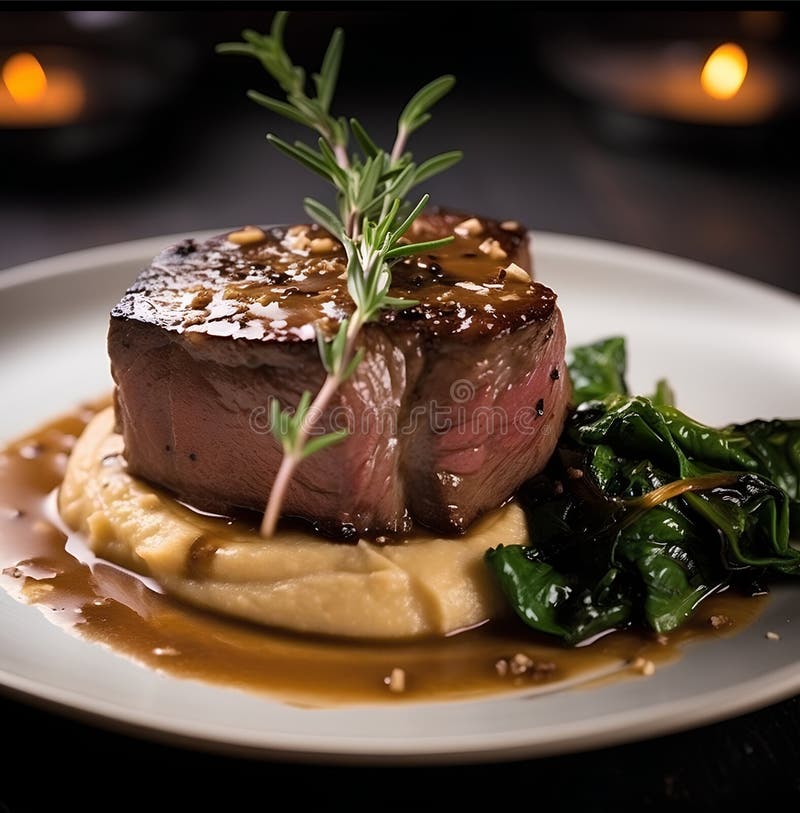 French Fillet Mignon Steak with Mashed Potato, Premium Fine Dining Dish ...