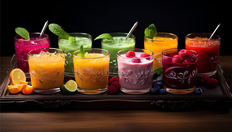 Delicious Drink Paradise, Tasty Fruity Drinks for Your Choice Stock ...