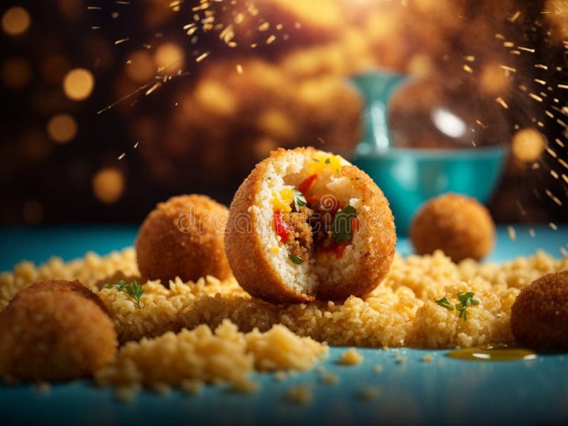 Arancini, Fried Rice Balls Filled with Cheese or Meat. Generative AI ...