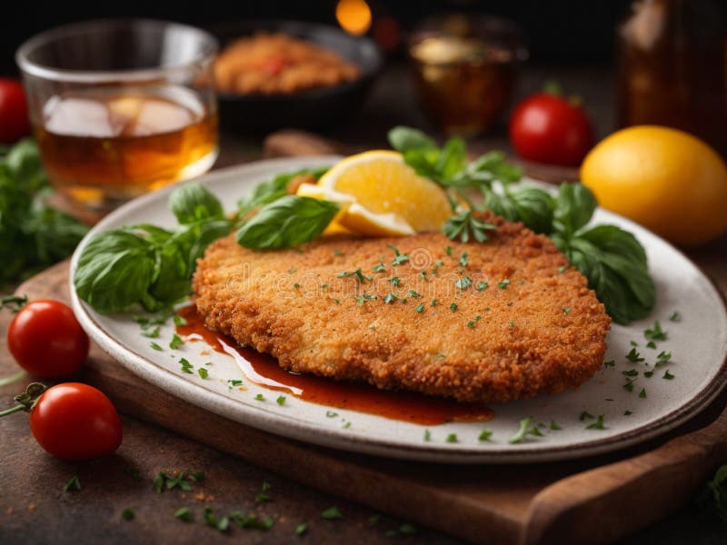 Delicious Cotoletta Alla Milanese, Breaded Veal Cutlet, Fried To Golden ...
