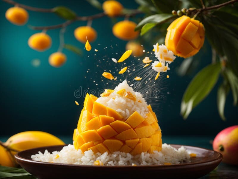 Delicious Thai Mango Sticky Rice, Sweet Aroma of Ripe Mangoes and ...
