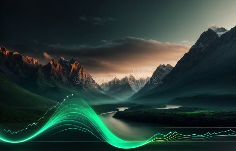 Mountainous Landscape with Visualised Beautiful, Flowing Voice ...