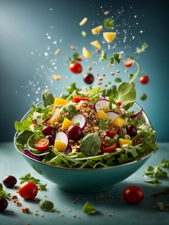 Delicious Healthy Salad, Floating, Made with Nutritious Ingredients ...