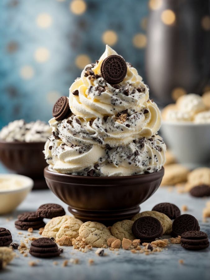 Cookie and Cream Gelato Ice Cream, Delicious Dessert, Cinematic, Studio ...
