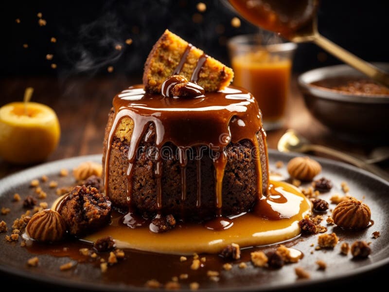 Michelin Starred Sticky Toffee Pudding Dessert in Premium Restaurant ...