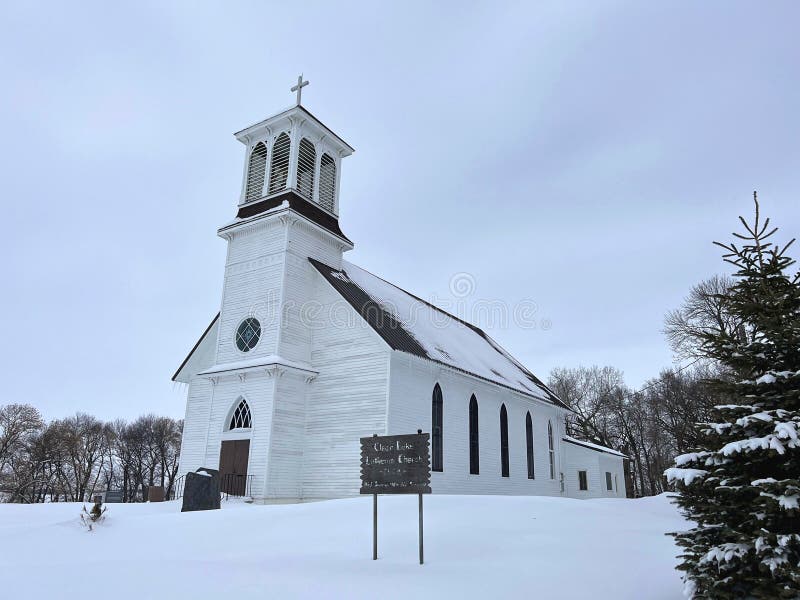 An Old Country Church on a Cold Snowy Day Stock Image - Image of ...