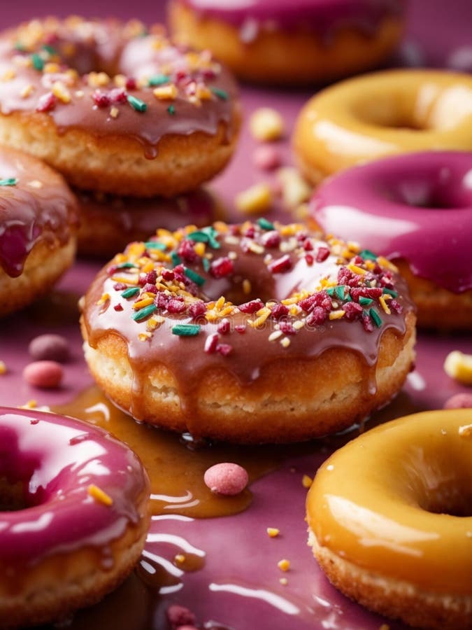 Glazed Doughnut with Topping, Cinematic Food Dessert Photography, Donut ...