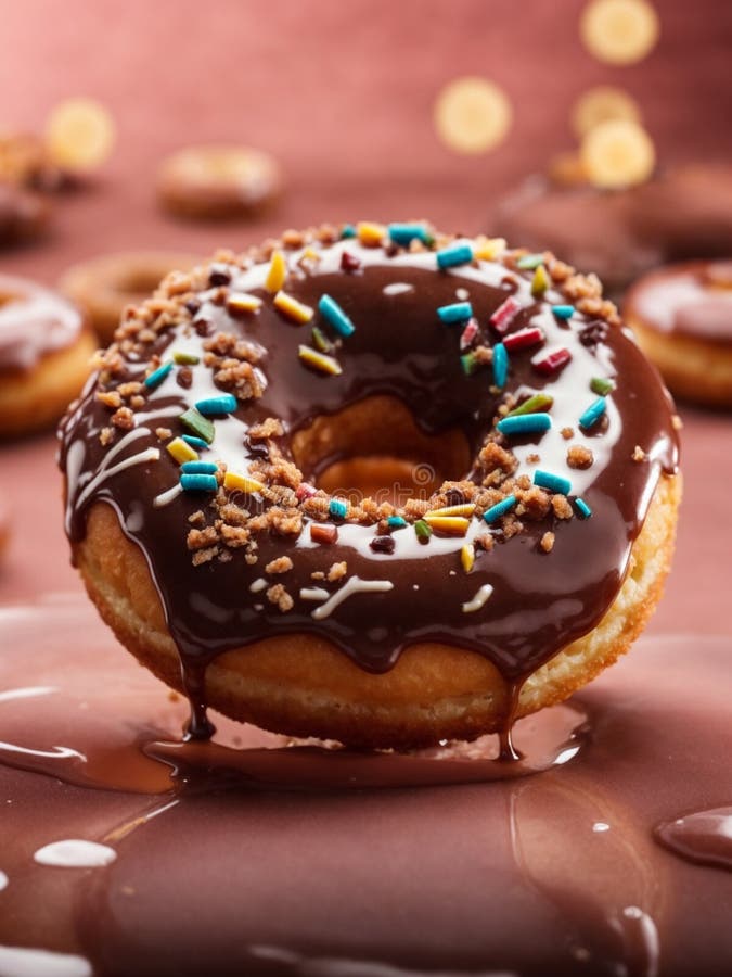 Glazed Doughnut with Topping, Cinematic Food Dessert Photography, Donut ...