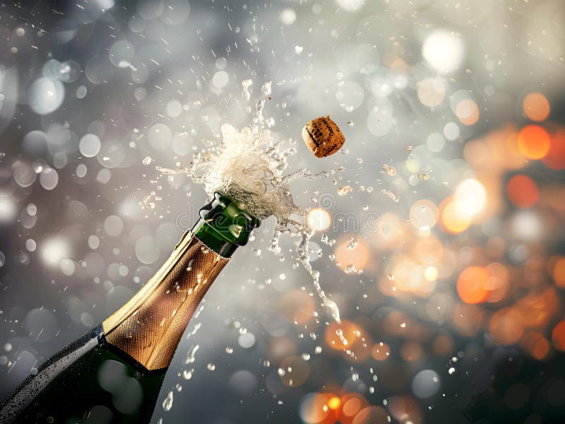 Champagne Explosion with Flying Cork Closure, Opening Champagne Bottle ...