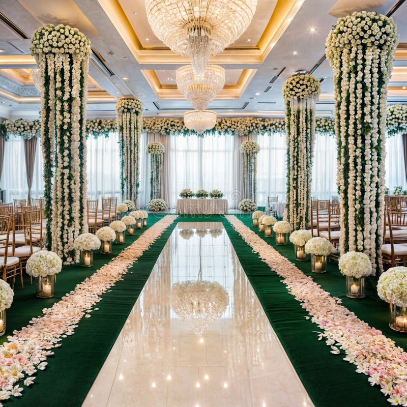 Wedding Decor in the Large Hall, Decorated. Stock Illustration ...